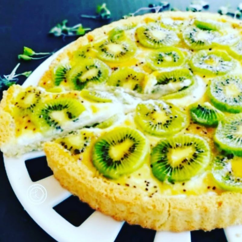 Gluten-Free Kiwi Flan Recipe Sweet-n-tart made in a shallow fluted
