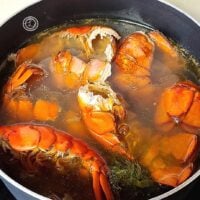 Homemade Shellfish Stock Recipe made with empty seafood shells