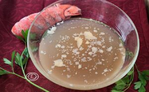 Homemade Shellfish Stock Recipe made with empty seafood shells