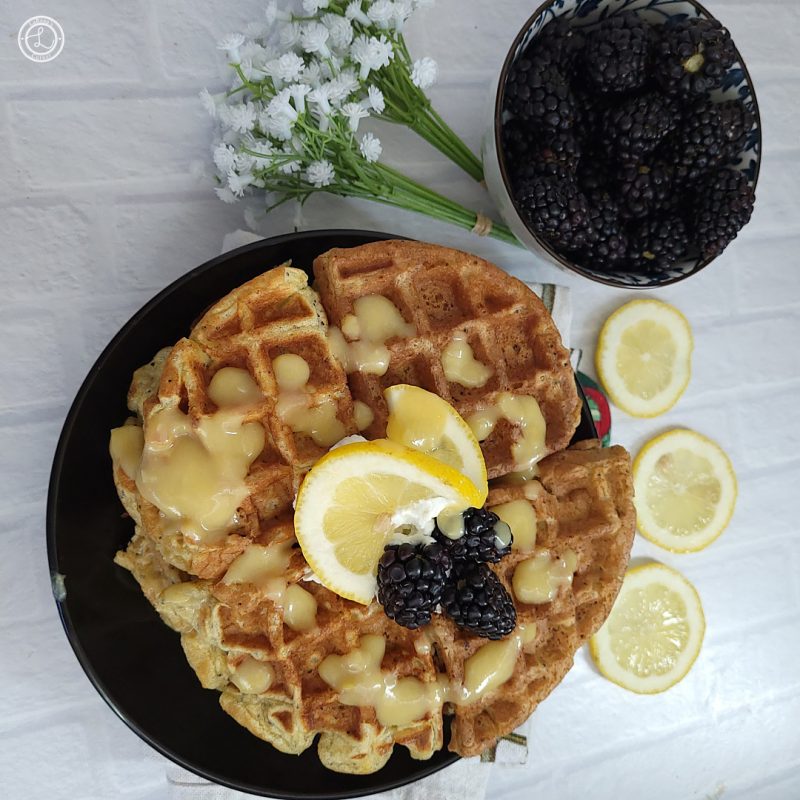 Gluten-Free Sweet-n-Tart Lemon Waffles Recipe, with poppyseeds