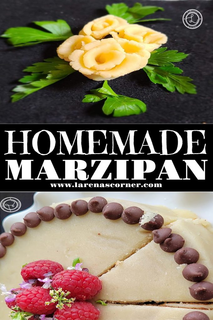 Homemade From Scratch Marzipan Recipe decorative art or candy.